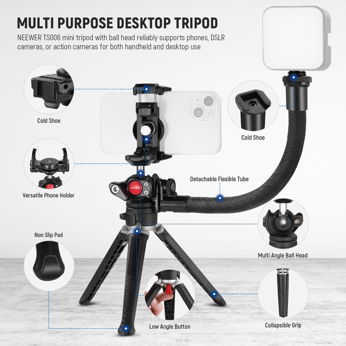 NEEWER TS006 Mini Camera Tripod For GoPro/iPhone – IMPULSE