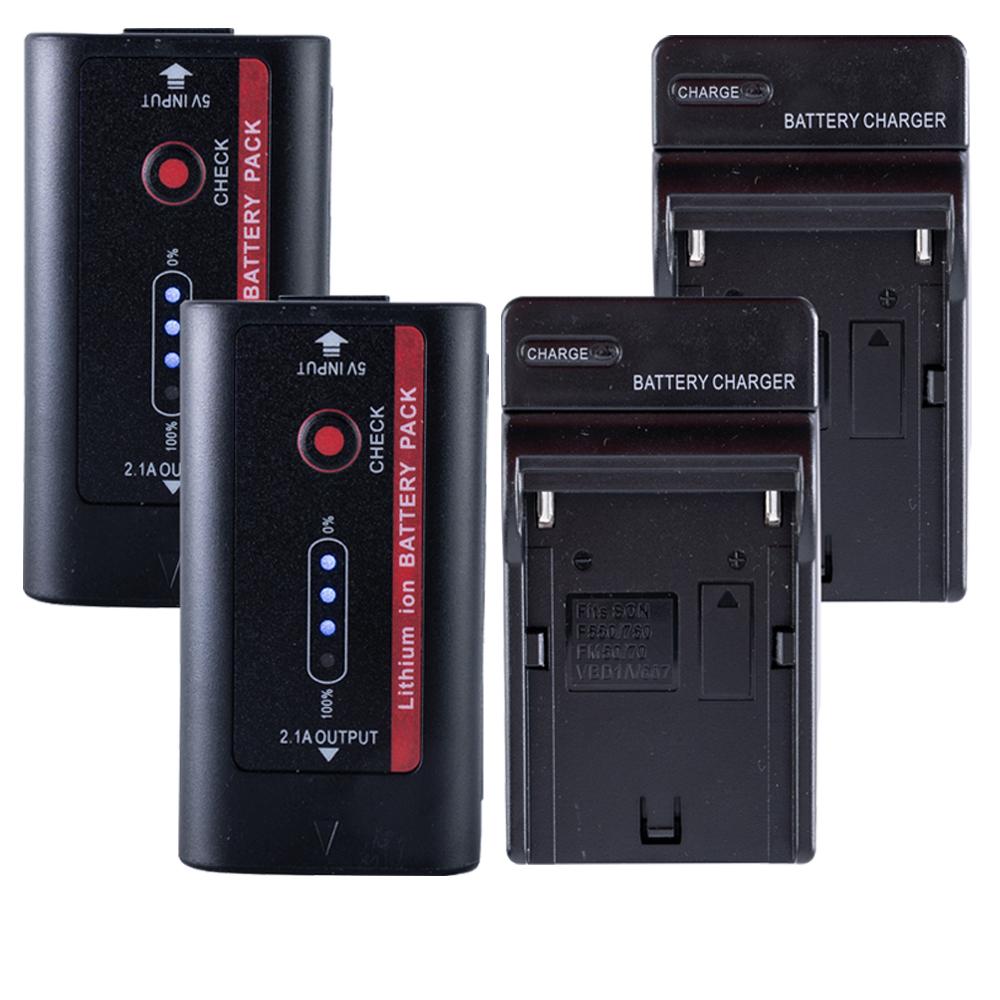 2x NP-F980 6600mAh Li-Ion Batteries & 2x NP-F Series Single Battery Ch ...
