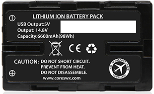 Core SWX Nano-U98 14.8V Battery with D-Tap for Select Sony Camcorders ...