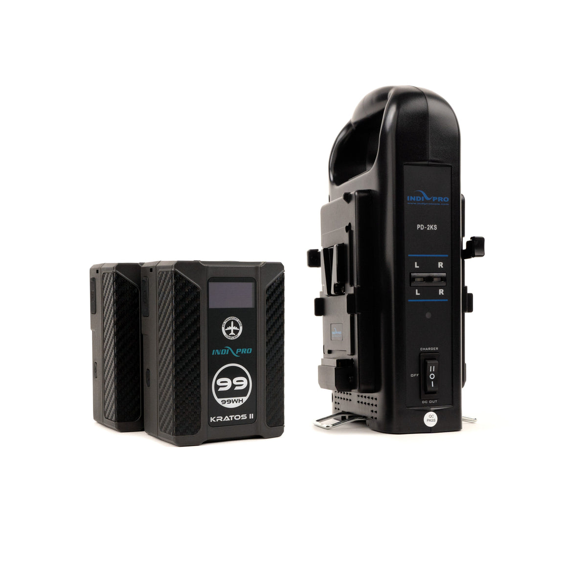 Indipro 2x Kratos 99Wh V-Mount Li-Ion Batteries and Dual V-Mount Batte ...