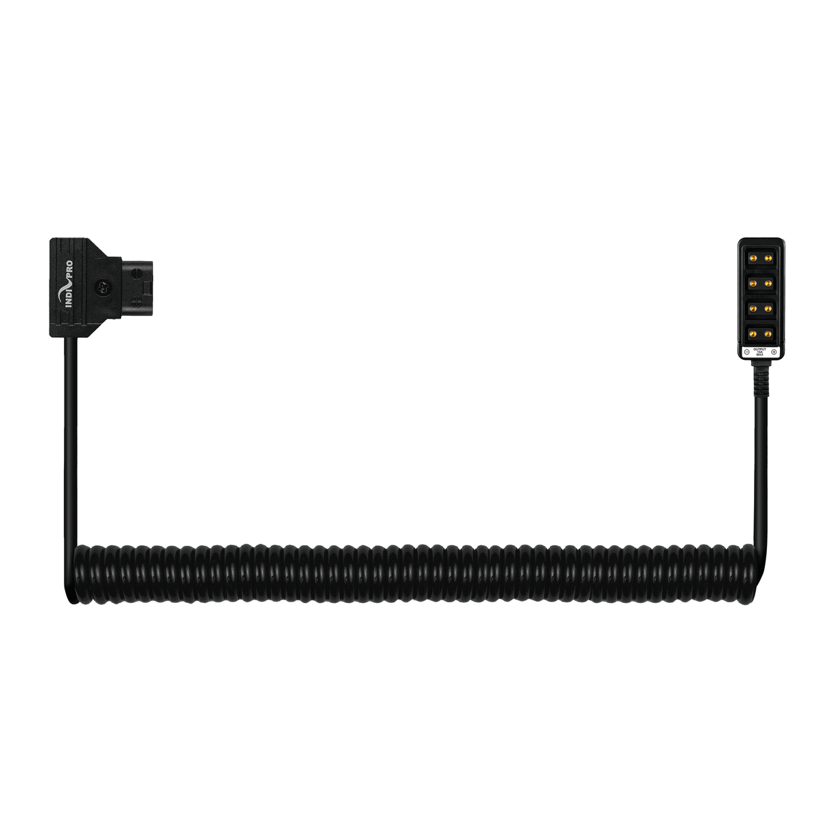 Indipro Coiled D-Tap Power Cable to 4x Female D-Tap Outputs (24-36", N ...